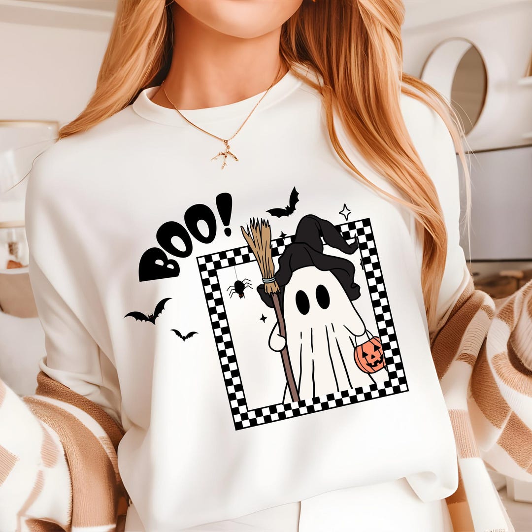 Boy Boo Ghost, Checker Retro Ghost Svg Png Jpeg Files, Halloween Jack-o ...