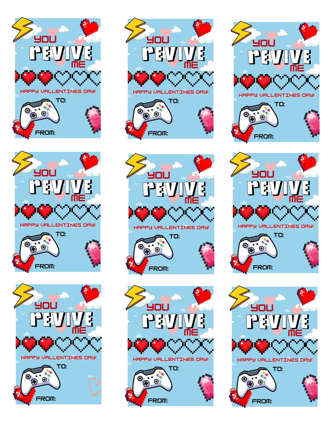 You Revive Me Valentine's Day Cards, Video Game Themed, Tween ...