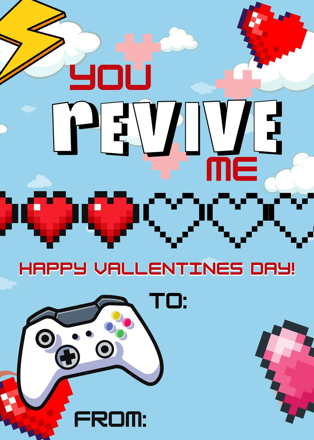 You Revive Me Valentine's Day Cards, Video Game Themed, Tween ...