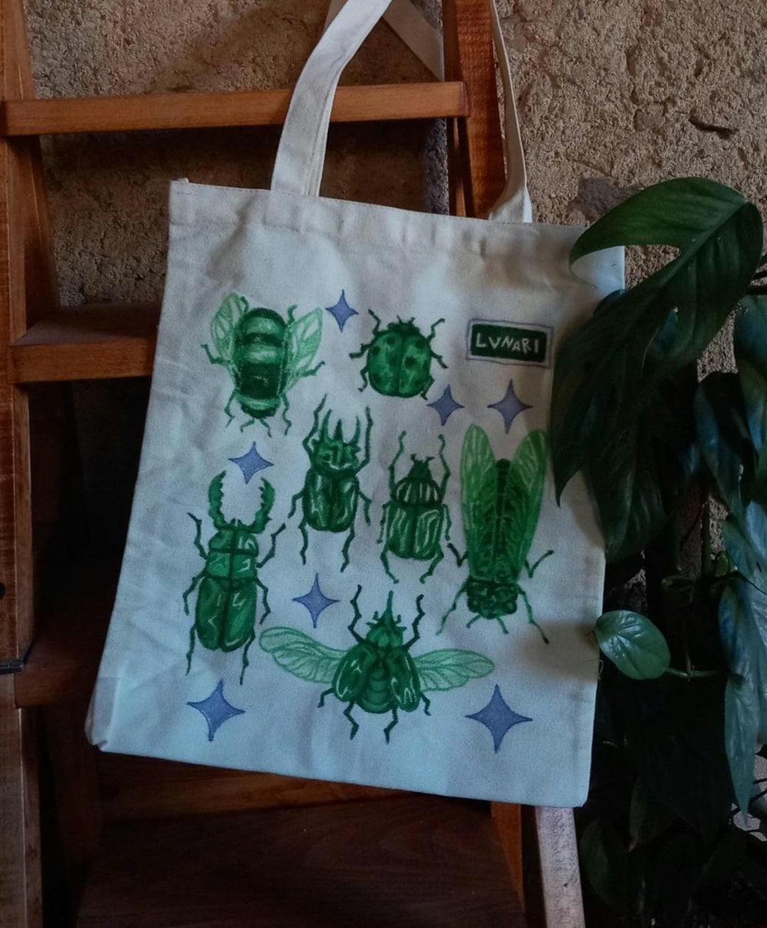 Cute Bug Tote Bag, Completely Handmade: Painted by Hand - Etsy