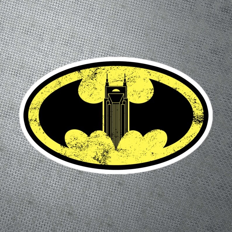 Funny Sticker Nashville Bat Signal Bat Building for Men Batman Parody ...