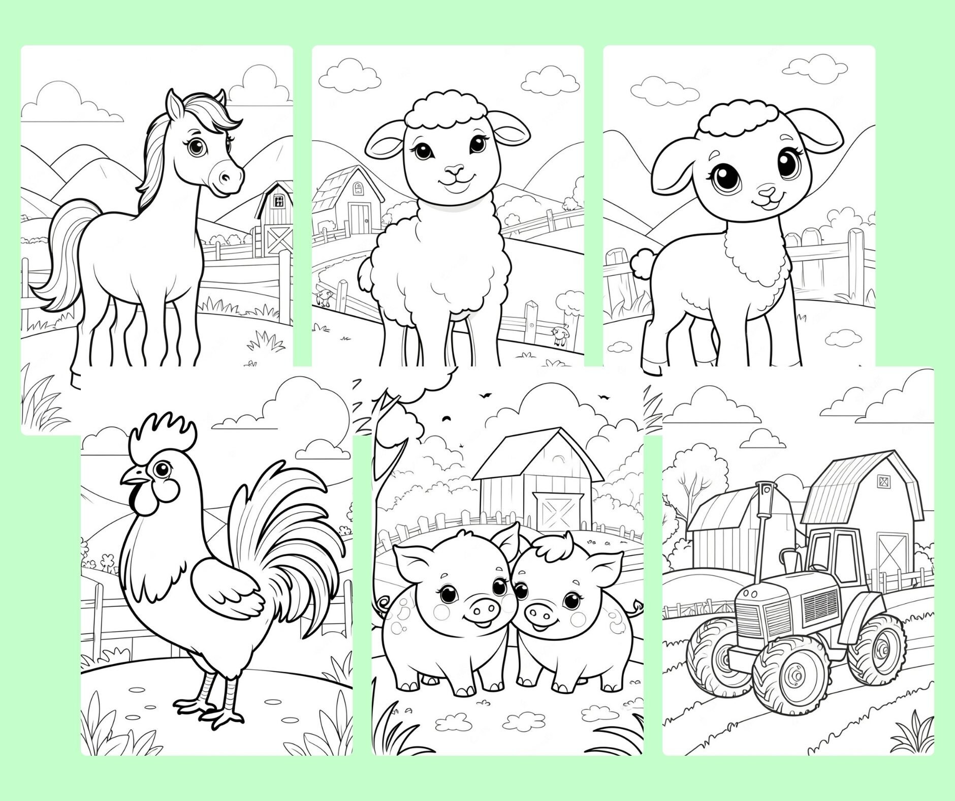 25 Farm Coloring Pages / Printables for Kids / Coloring Book / Coloring ...