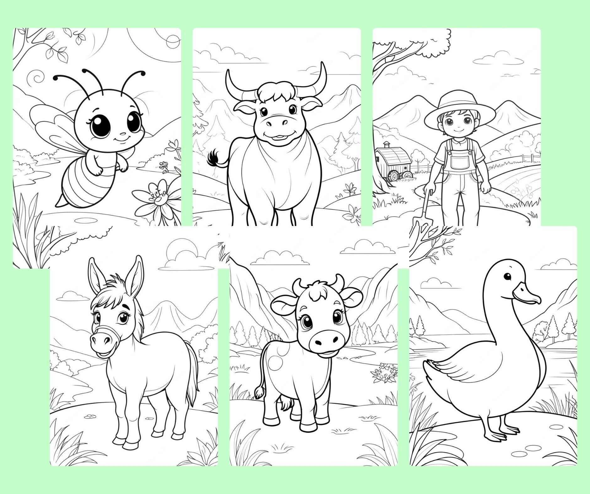 25 Farm Coloring Pages / Printables for Kids / Coloring Book / Coloring ...