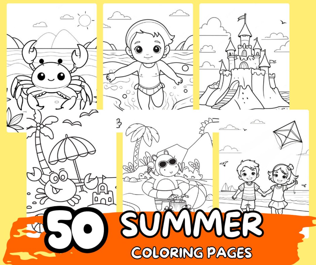 50 SUMMER COLORING PAGES for Kids/ Coloring Sheets / Coloring Activity ...