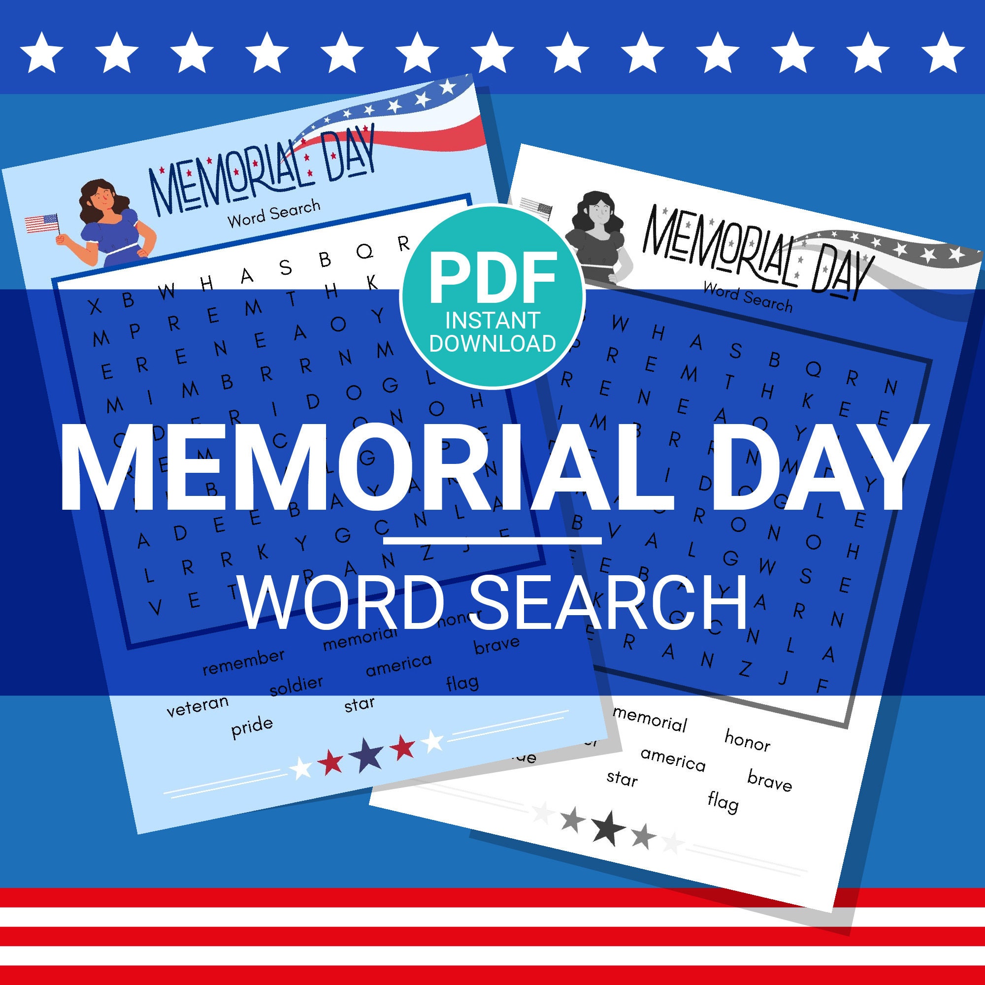 Memorial Day / Word Search / Worksheet / American History / Instant ...