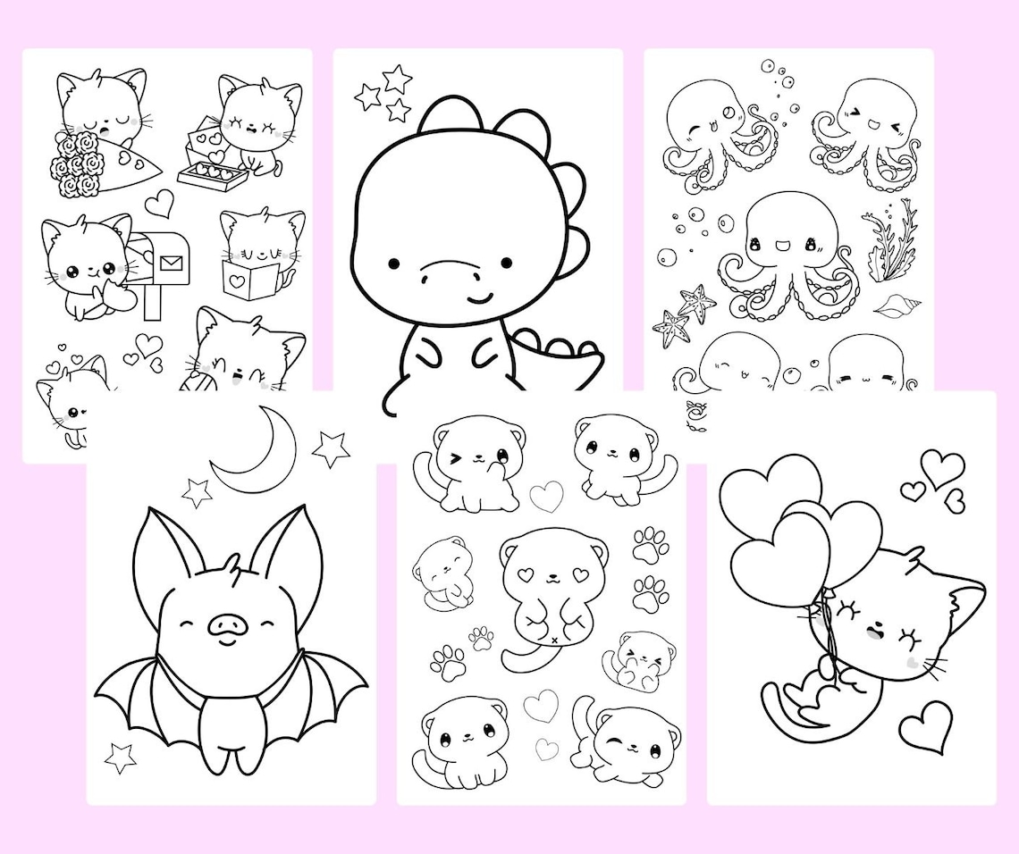 50 KAWAII COLORING PAGES for Kids/ Coloring Sheets / Coloring Activity ...