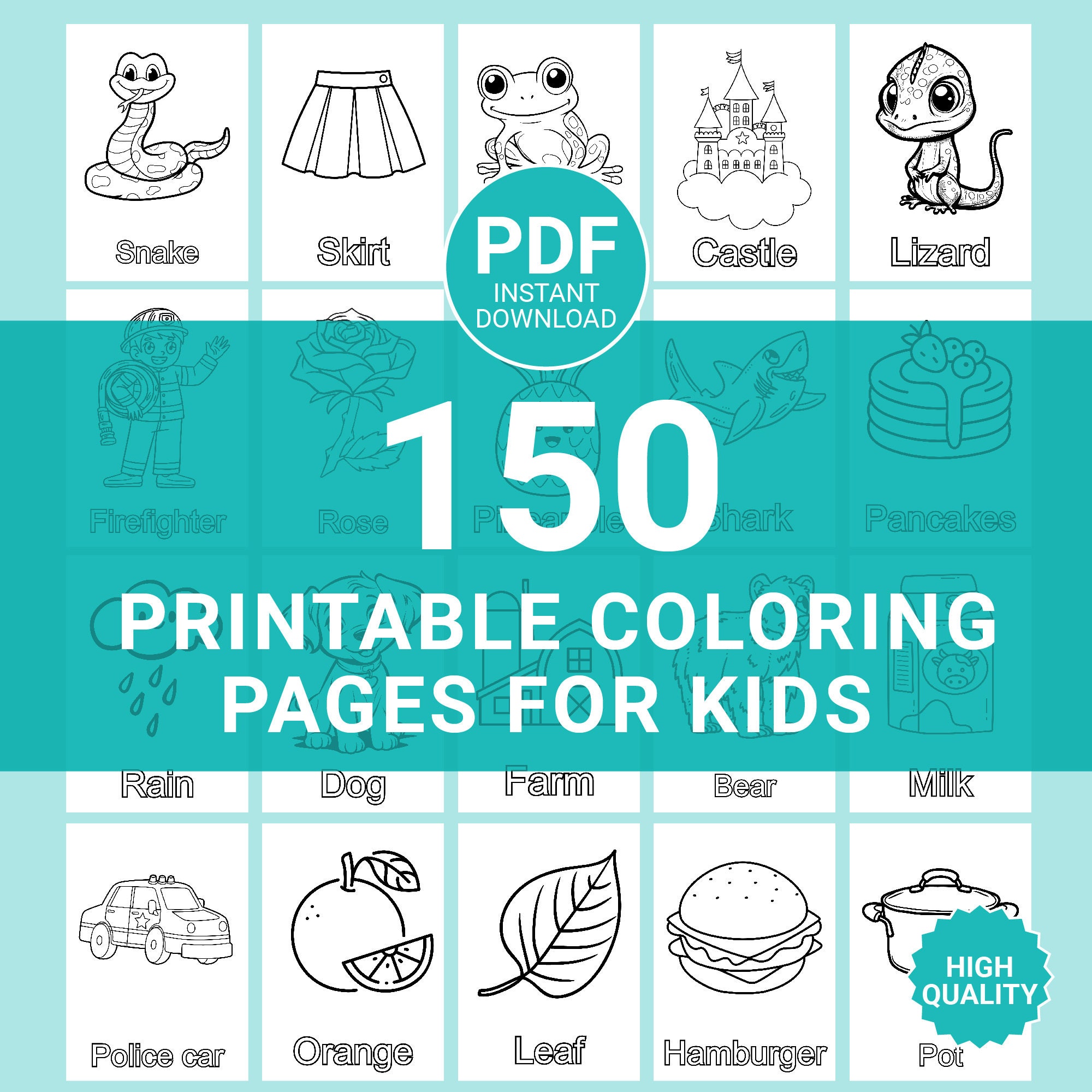 150 Printable Coloring Pages for Kids / Coloring Book / Coloring Pages ...