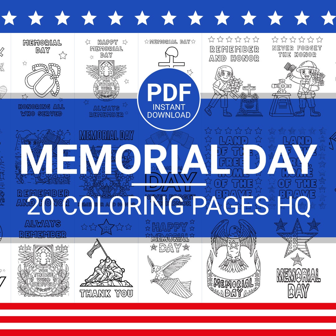 Memorial Day / Fun / Patriotic / Coloring Page for Kids / Printable ...