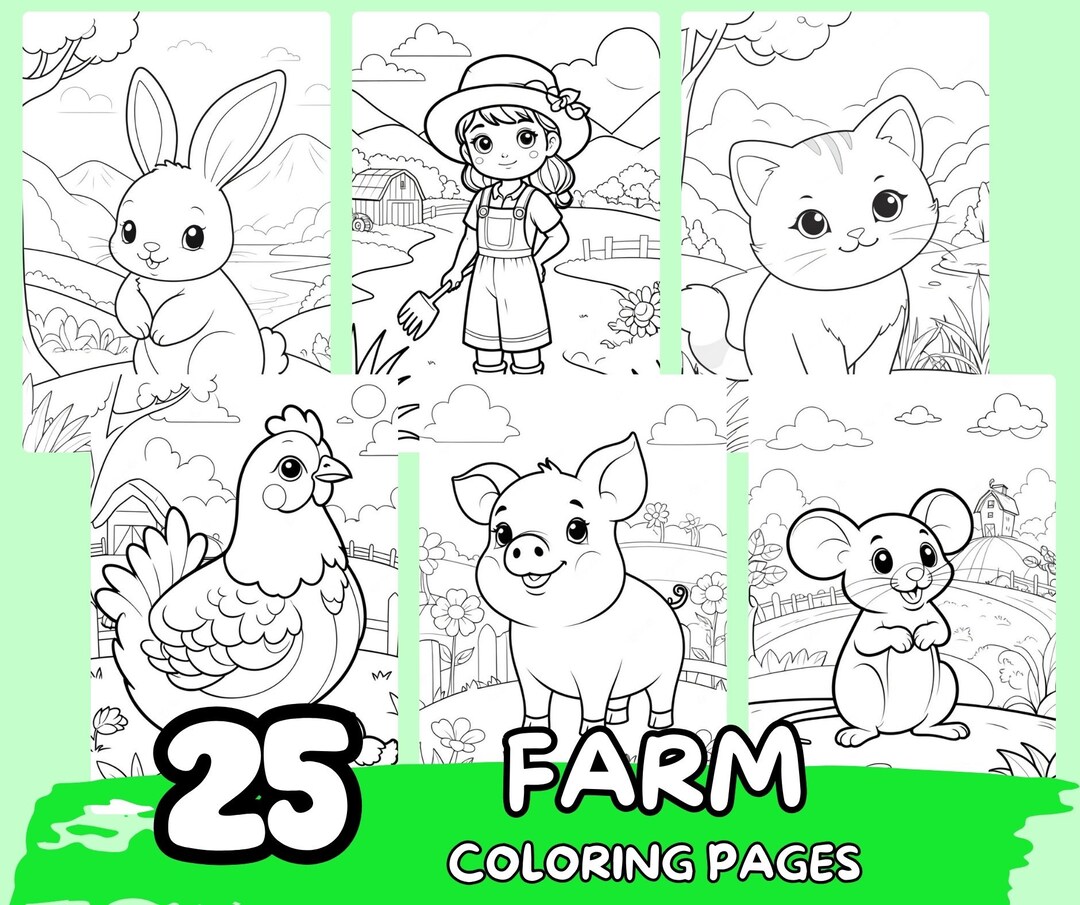 25 Farm Coloring Pages / Printables for Kids / Coloring Book / Coloring ...