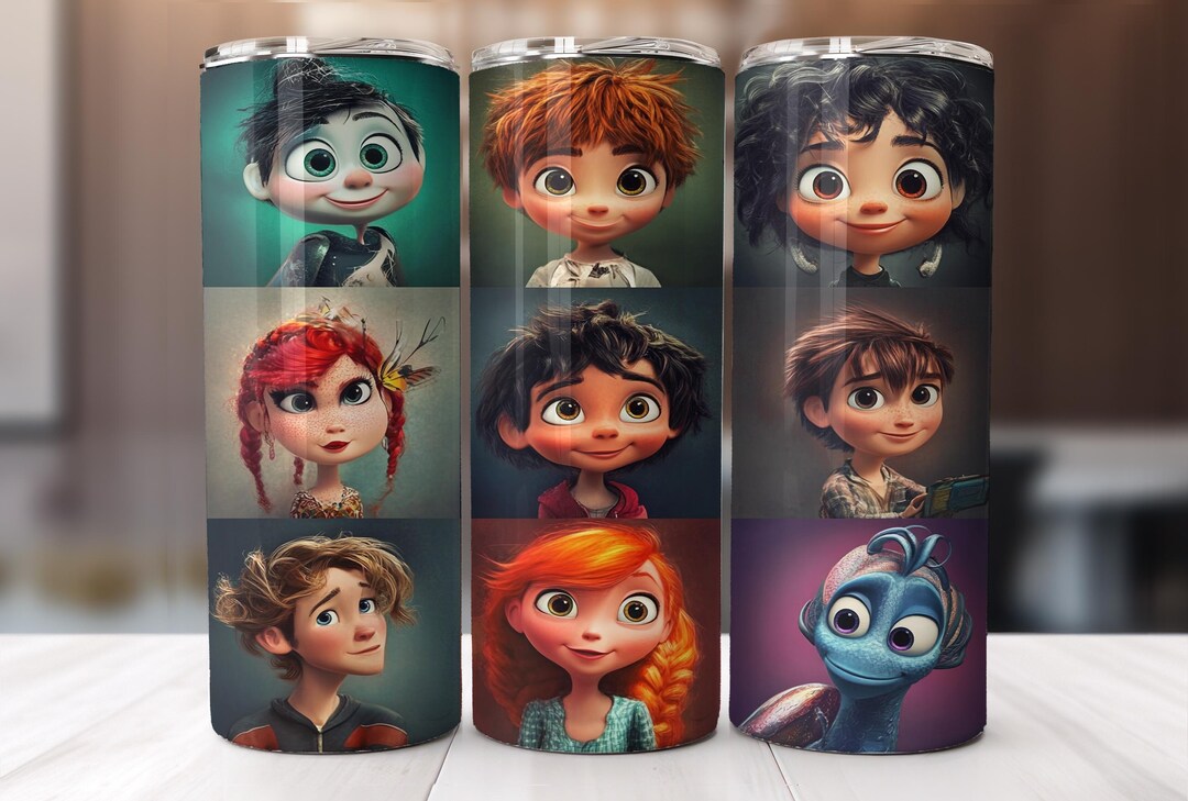 Cartoon Characters Tumbler Wrap, 20oz Skinny Tumbler Cartoon Characters ...