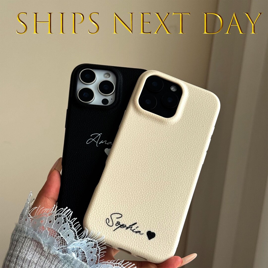 Personalized Signature Name iPhone Case – Vegan Leather Cover With ...