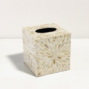 Lacquer Wooden Tissue Box Cover With Mother of Pearl Inlay, Square Cube ...