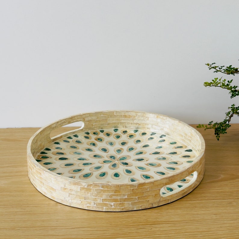Lacquer Wooden Shell Inlay Decorative Tray, Enhance Your Living Room ...