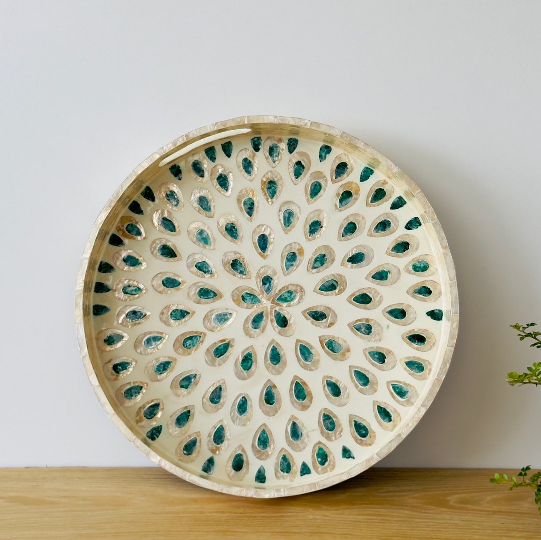 Lacquer Wooden Shell Inlay Decorative Tray, Enhance Your Living Room ...