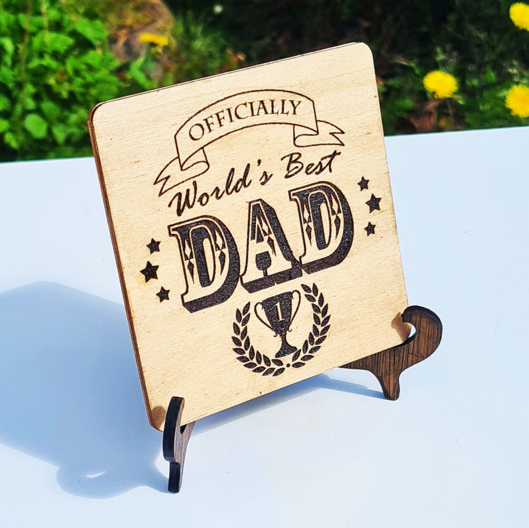 Father's Day Coaster World's Best Dad Engraved Wood Coaster With Stand ...