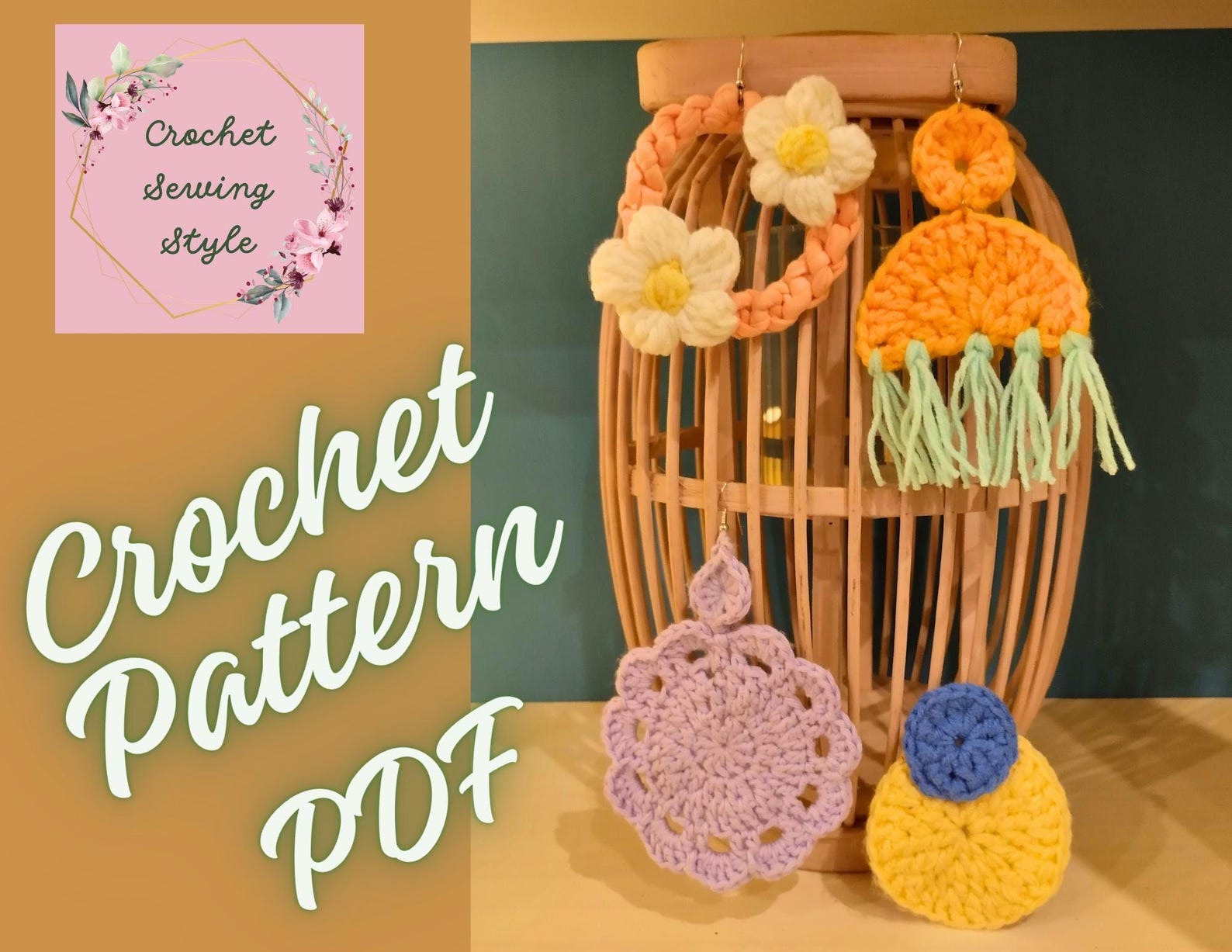 Crochet Pattern, Crochet Written Pattern, Crochet Earring Pattern ...