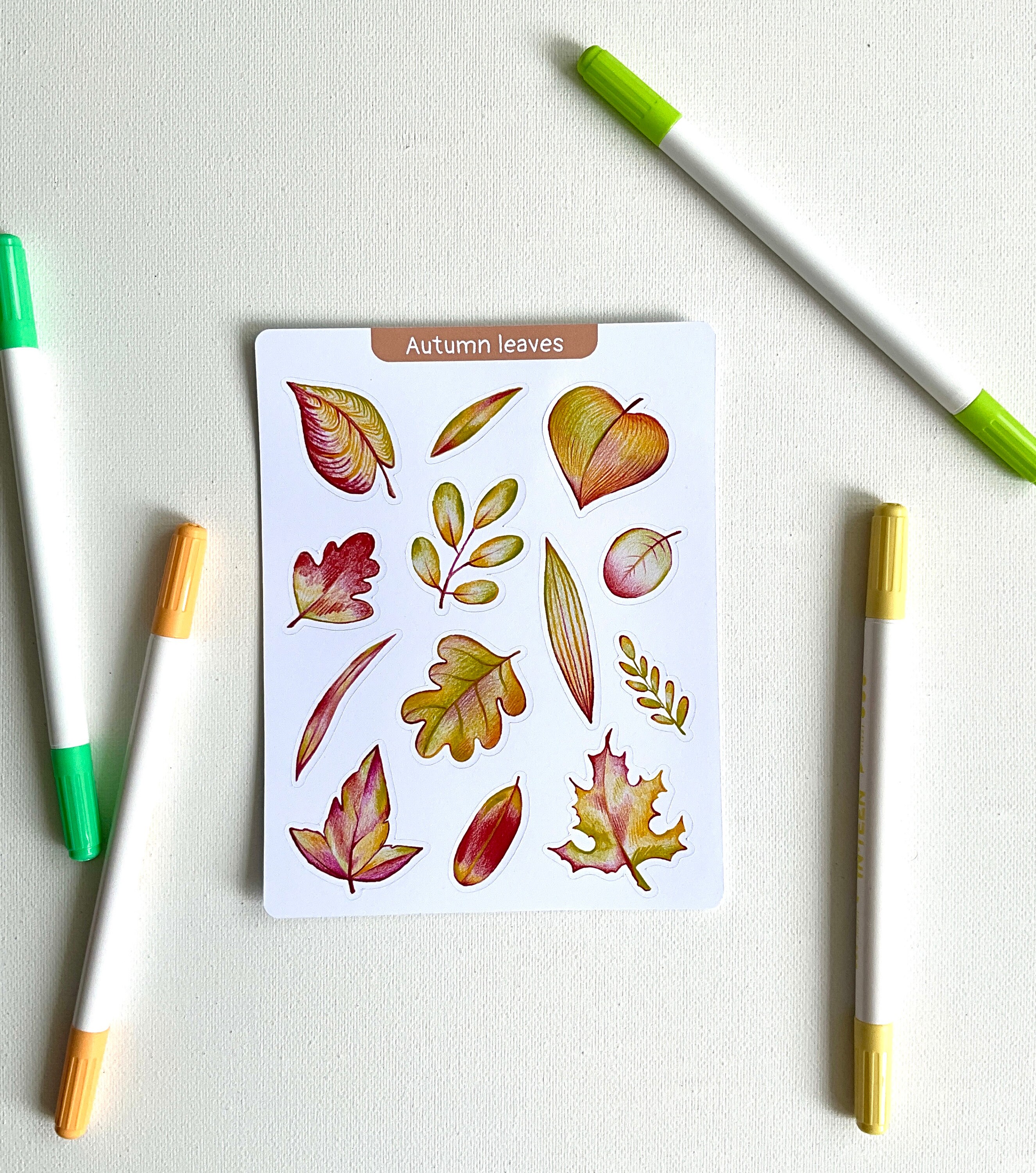 Autumn Leaves Sticker Sheet for Planner and Scrapbooking Botanical ...