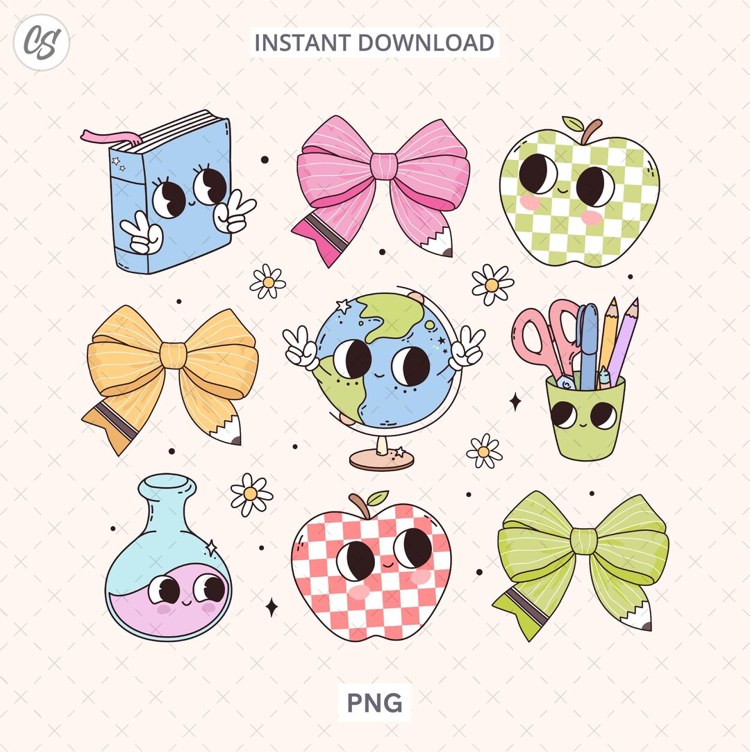 Back to School Png, Cute Pencil Coquette Bow Png, School Supplies Png ...