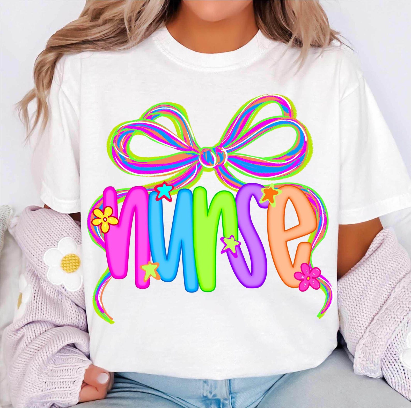 Neon Nurse Png, RN Png, CNA Png, NICU Png, Nurse Coquette Bow Png ...