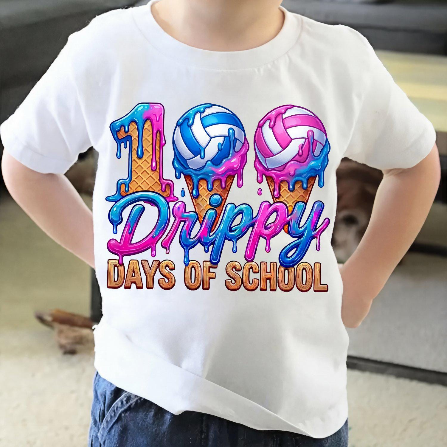 100 Drippy Days of School Png, 100 Days of School Png, Volleyball Png ...