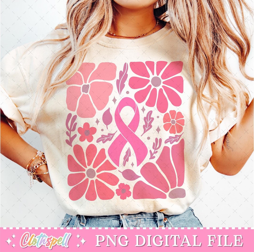 Breast Cancer Png, Boho Floral Cancer Png, in October We Wear Pink Png ...
