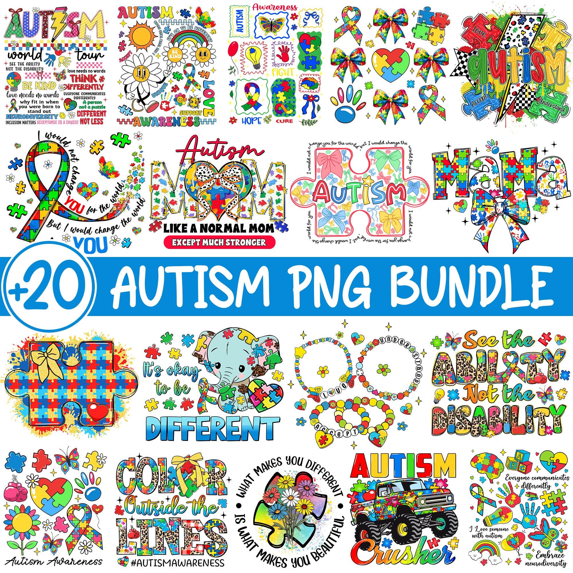 Autism Png, Autism Bundle Png, Autism Awareness Month Png, Autism ...