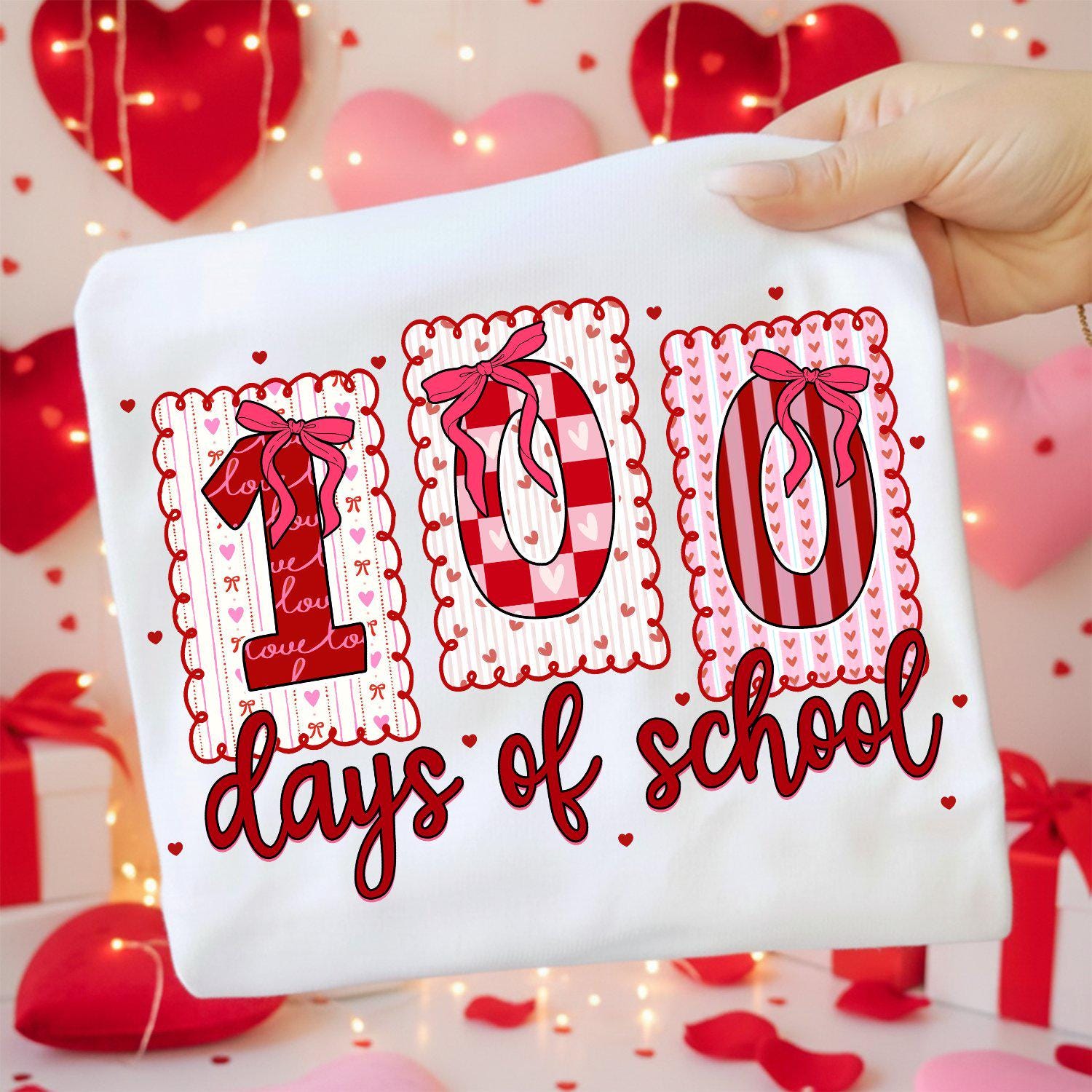 Valentine 100 Days of School Png, 100 Days of School Png, Valentine ...