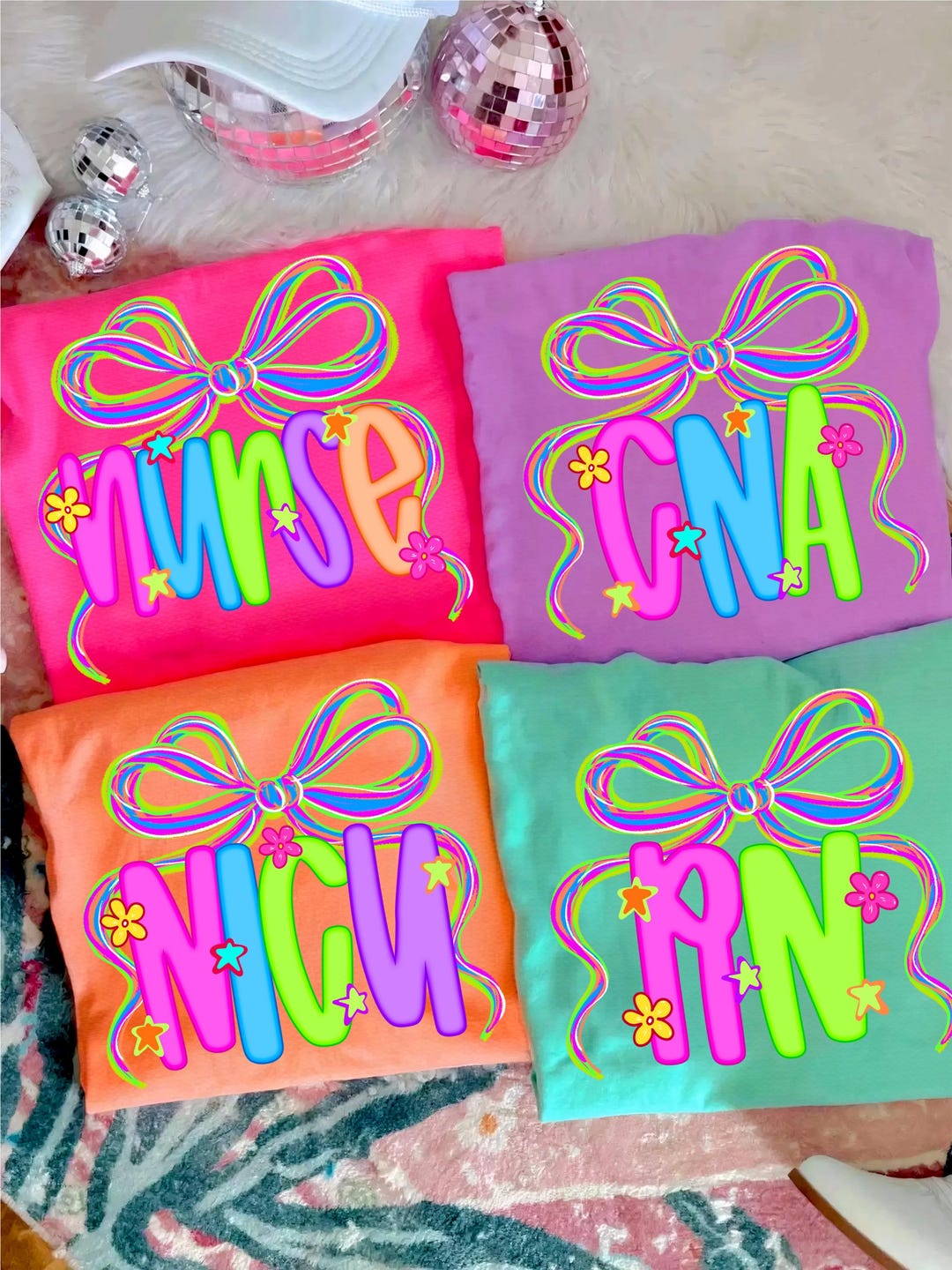 Neon Nurse Png, RN Png, CNA Png, NICU Png, Nurse Coquette Bow Png ...