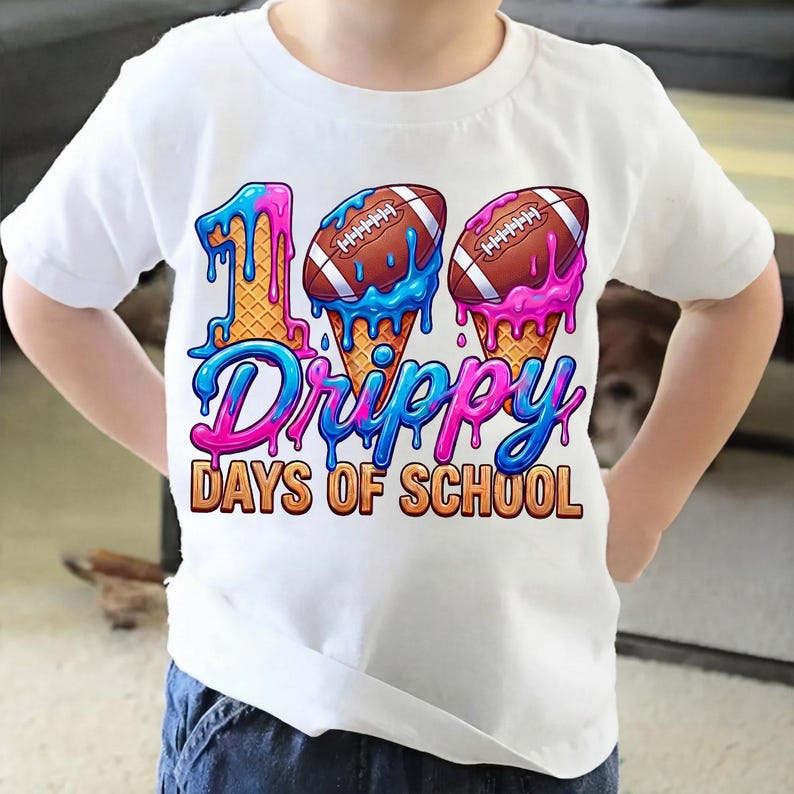 100 Drippy Days of School Png, 100 Days of School Png, Football Png ...