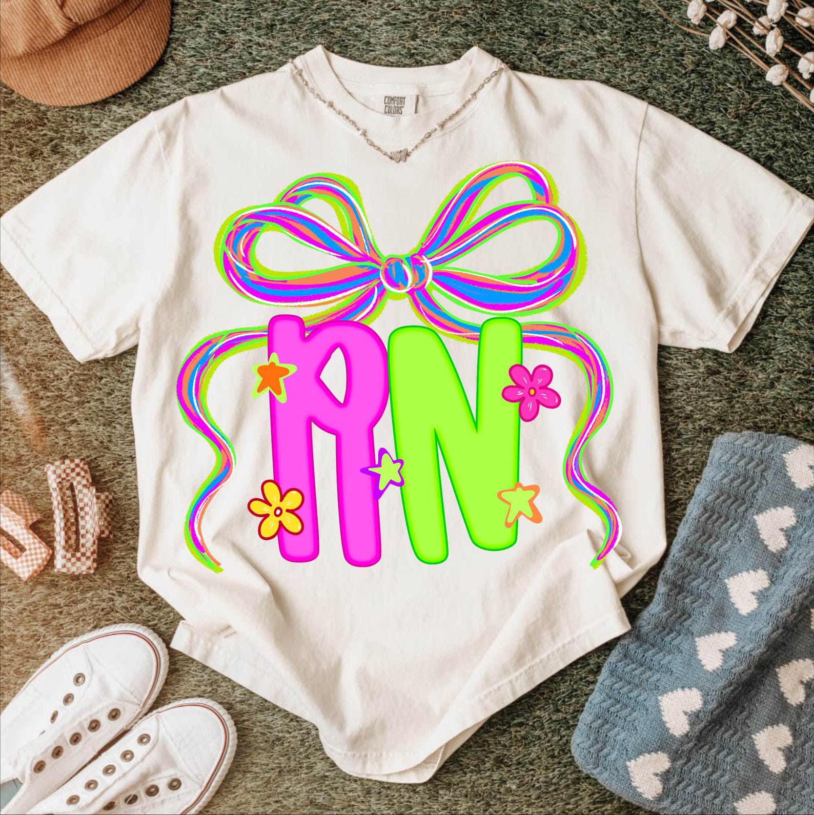 Neon Nurse Png, RN Png, CNA Png, NICU Png, Nurse Coquette Bow Png ...