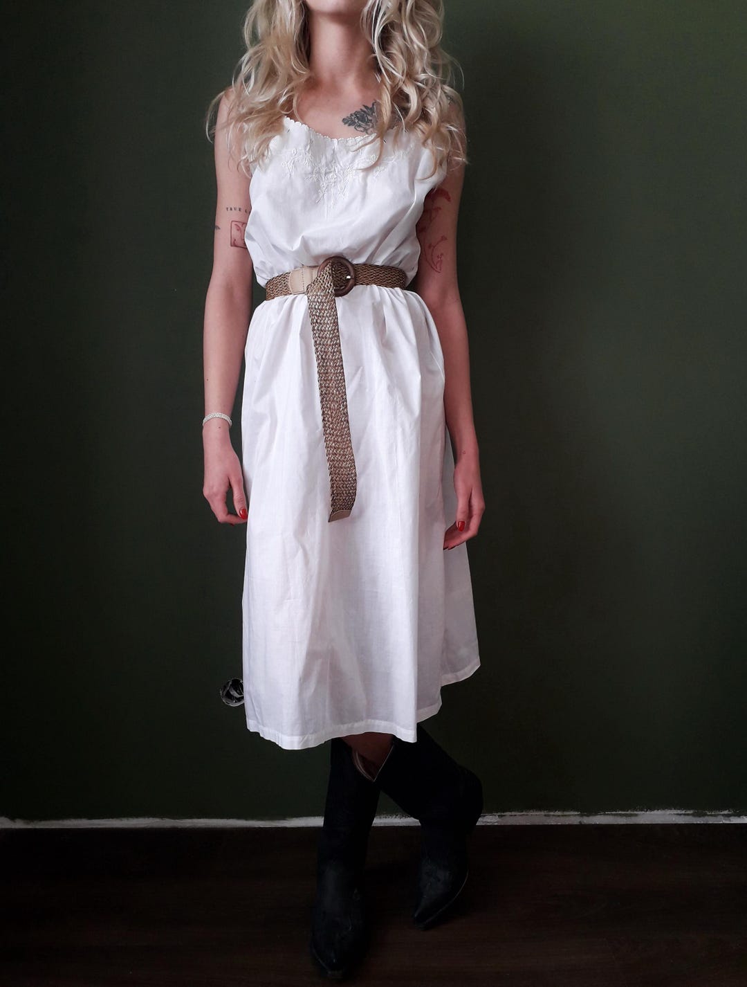Antique 1910s Victorian Edwardian Nightgown Chemise Night Dress Long ...
