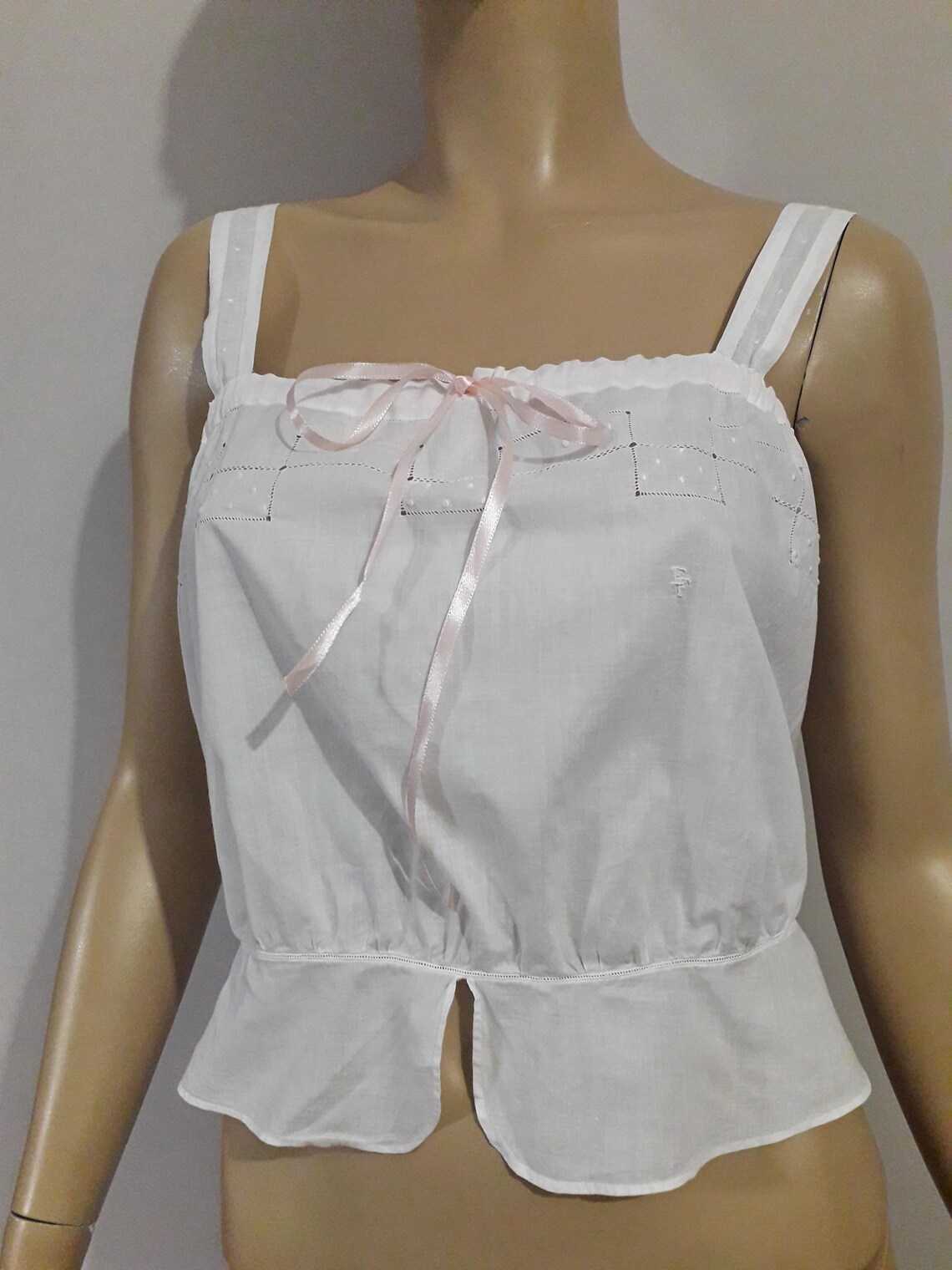 Antique French Victorian Edwardian Top Camisole Corset Cotton Hand Sewn ...