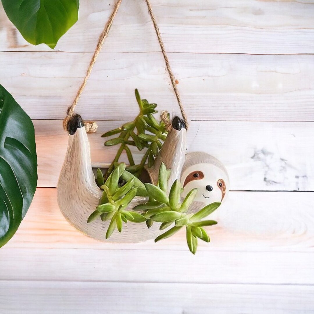 Sloth Plant Pot Cozy Planter Cozy Plant Pot Sloth Figurine Hanging ...