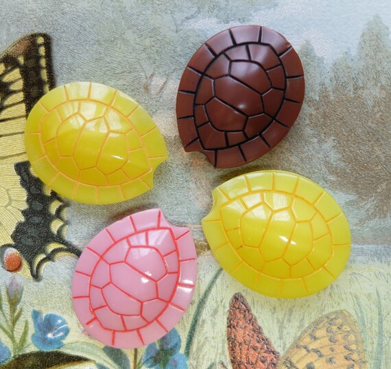 4 Vintage Glass Flatback Turtle Shell Cabochons | Etsy