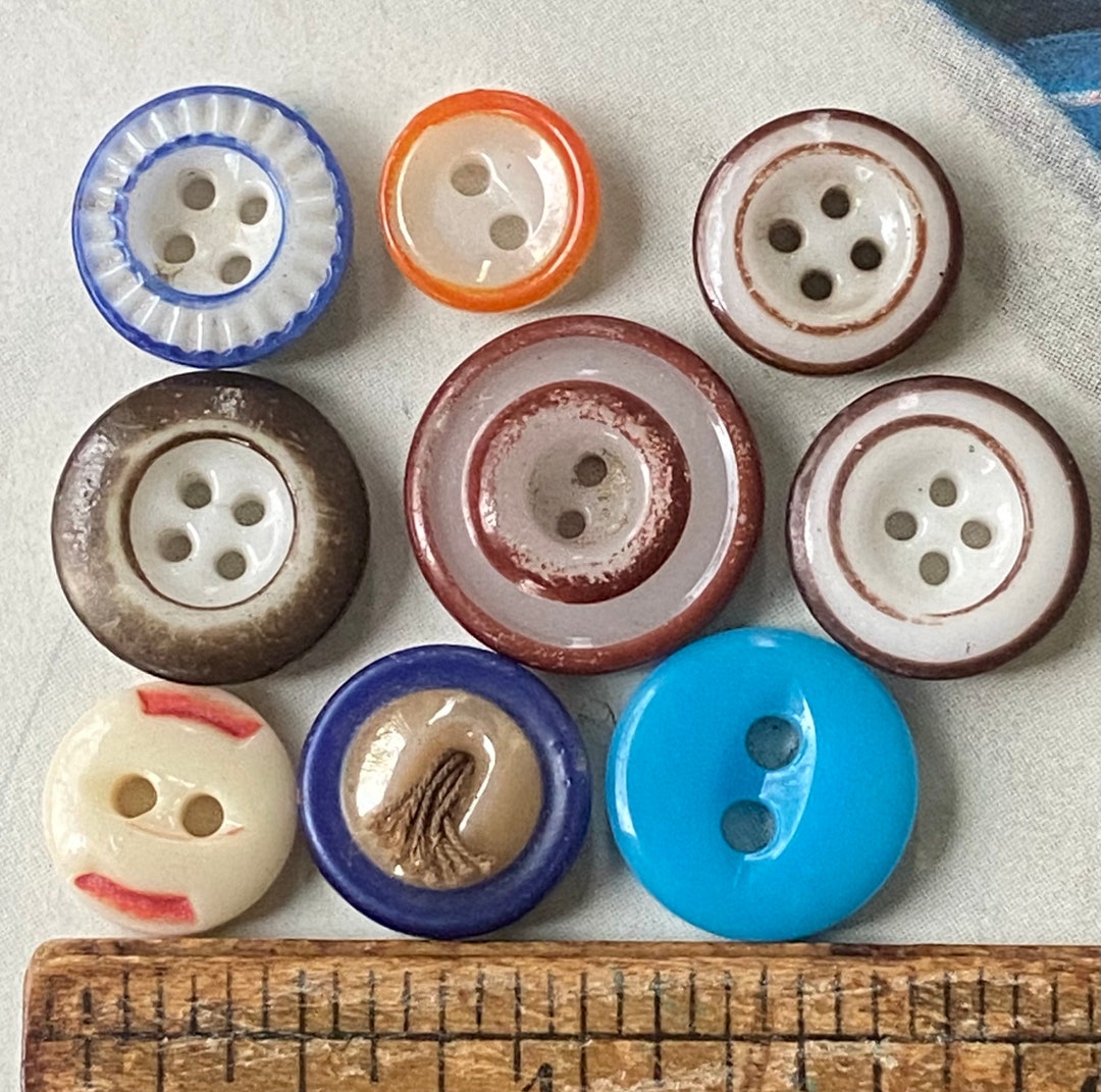 9 Vintage China Buttons Color Rim 1930s Assortment Stencil - Etsy