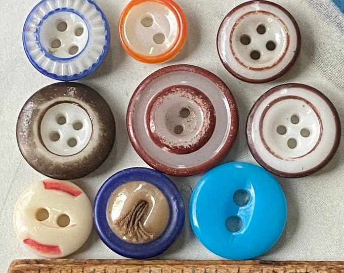 9 Vintage China Buttons Color Rim 1930s Assortment Stencil - Etsy