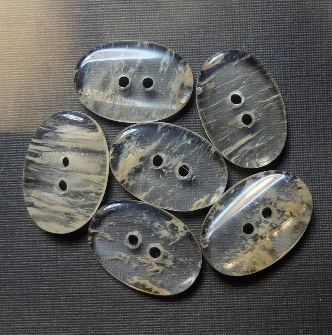Stone Like Buttons Set of Six Oval Clear With Yellow Glass - Etsy