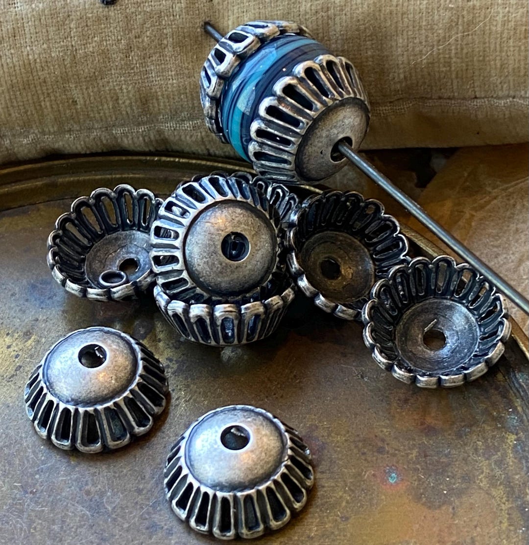 10 Vintage Bead Caps White Metal Substantial Weight 15mm - Etsy