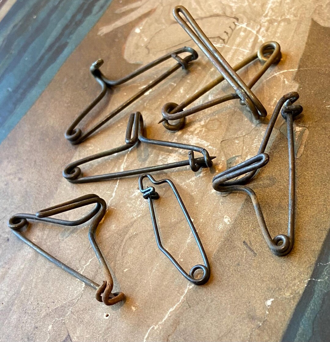 6 Vintage Curtain Hanging Pins With Hooks Metal Hanger - Etsy