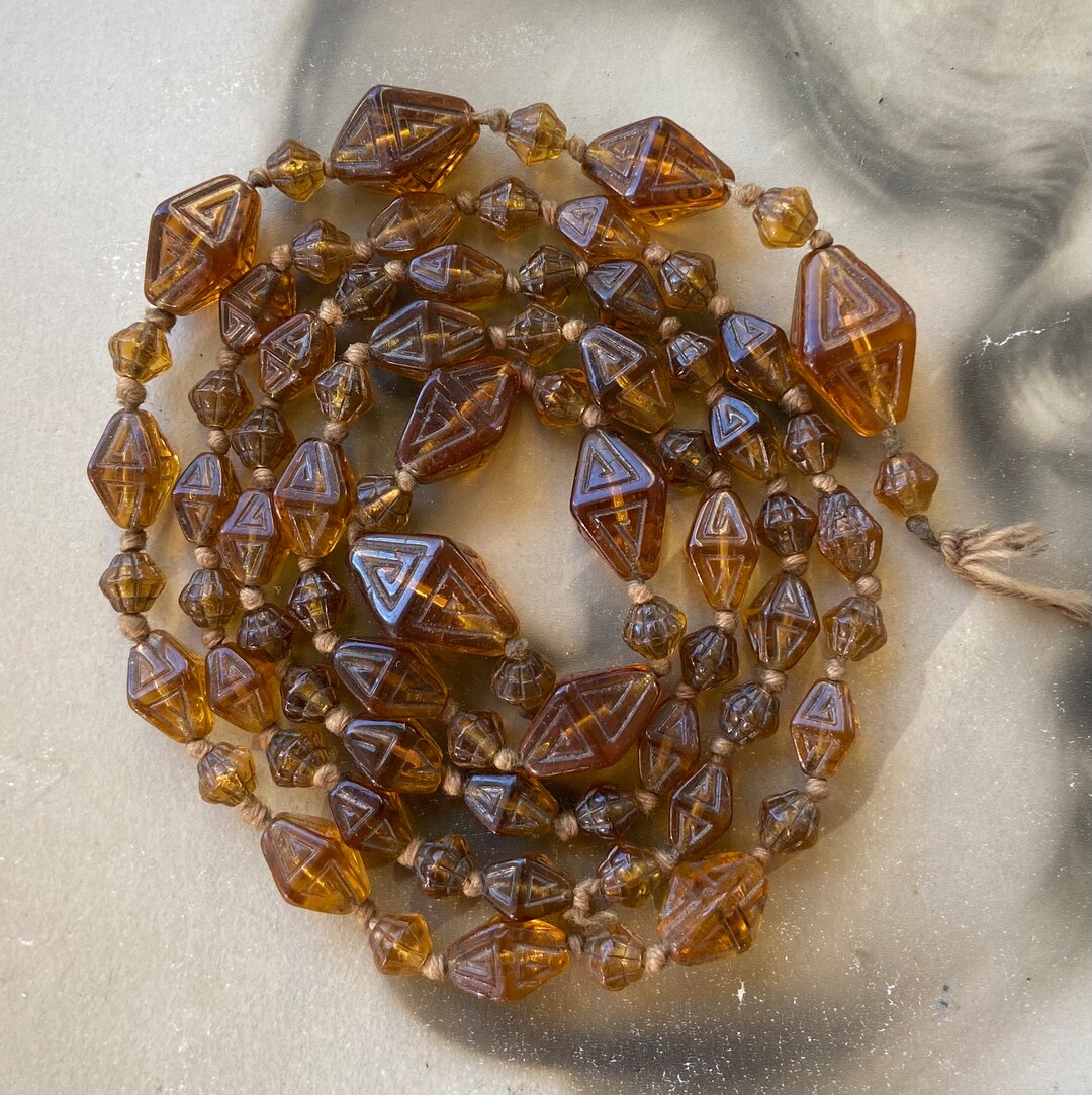 Vintage Max Neiger Bead Reuse Necklace Bohemian Glass Yellow - Etsy