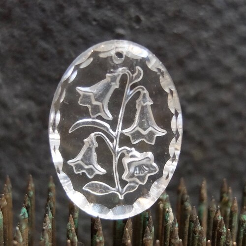 Vintage Glass Pendant West German Bell Flower Intaglio Jewelry - Etsy