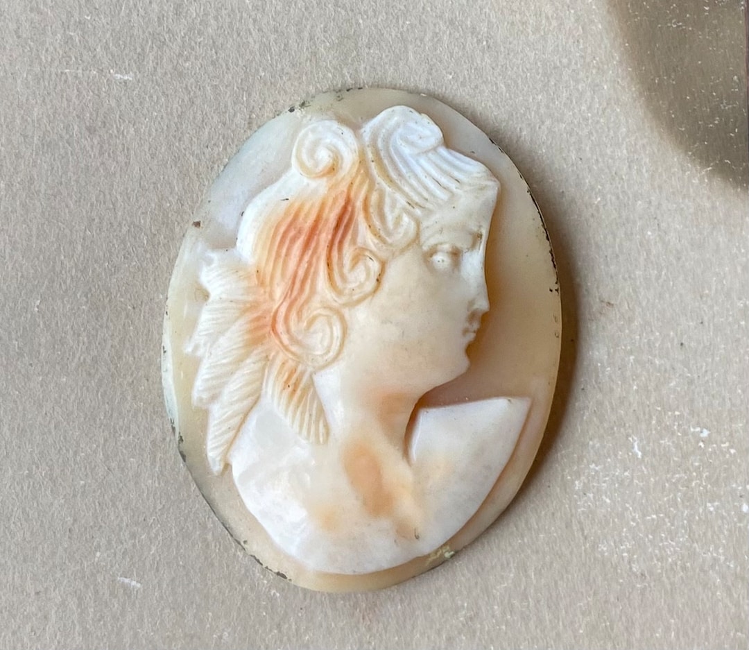 Vintage Shell Cameo Cabochon Italy Hand Carved Woman Profile - Etsy