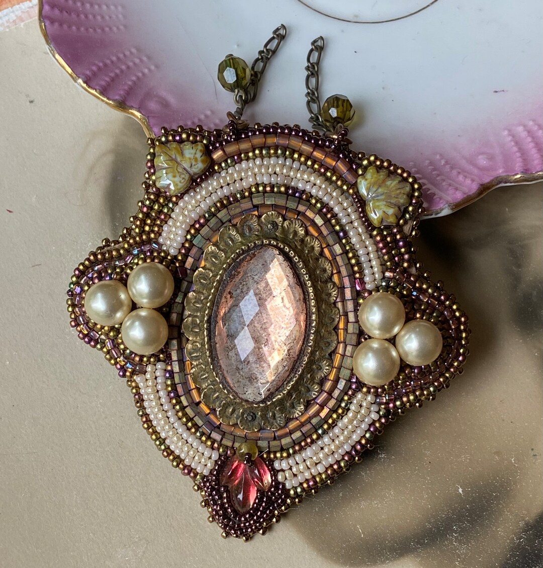 OOAK Pendant Seed Bead Handmade Hand Crafted OOAK Ultrasuede - Etsy
