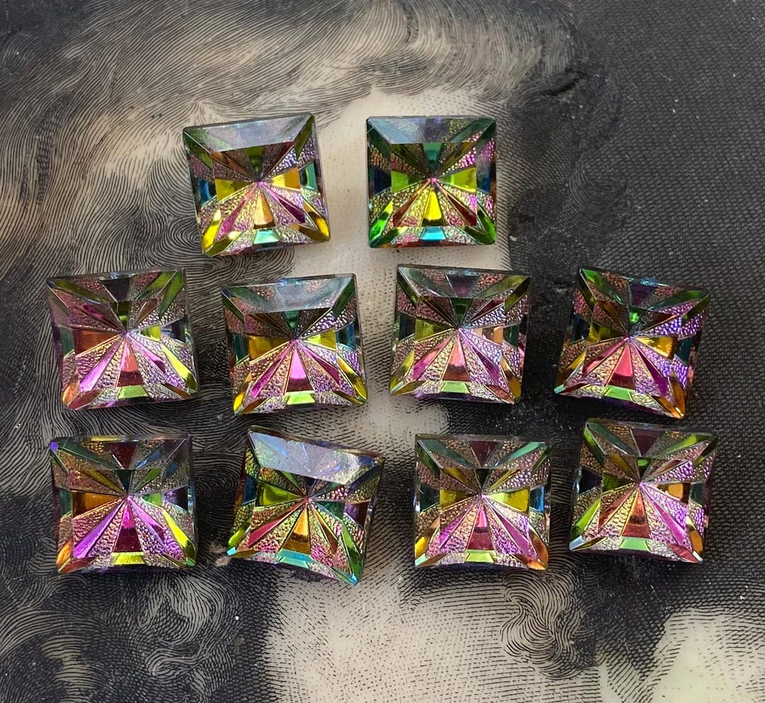 10 Rhinestones Rainbow Vitrail Crystal Rhinestone Czech Republic Square ...