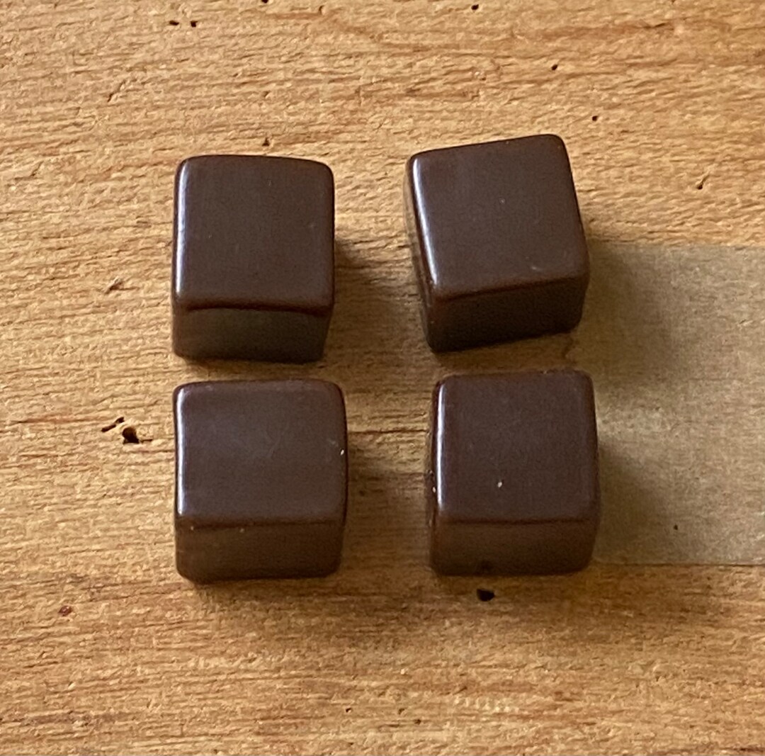 4 Brown Square Cube Buttons Set of 4 Early Plastic - Etsy
