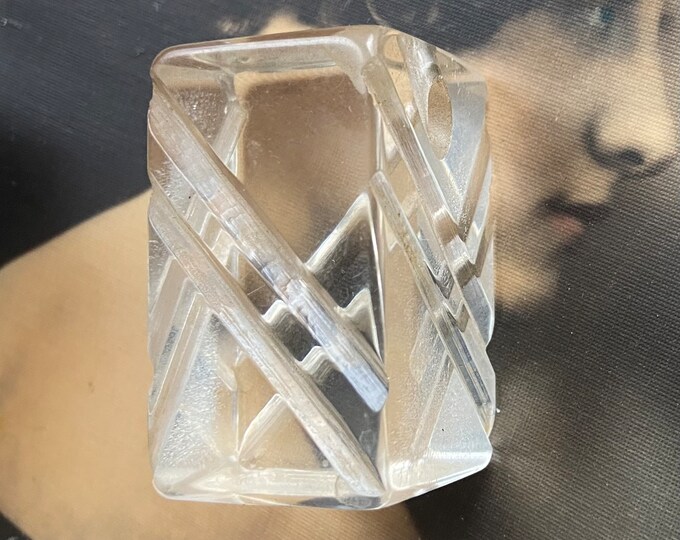 Vintage Large Lucite Carved Pendant Chunk Vintage Accessory Supply ...