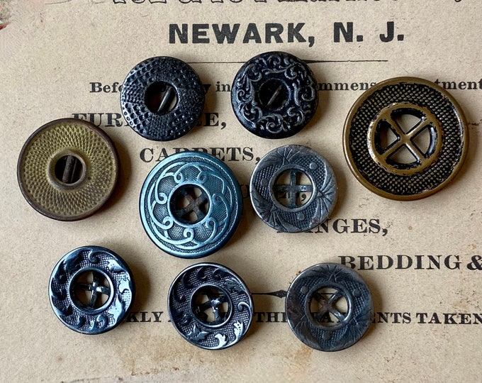 9 Vintage Metal Work Clothes Buttons Brass - Etsy