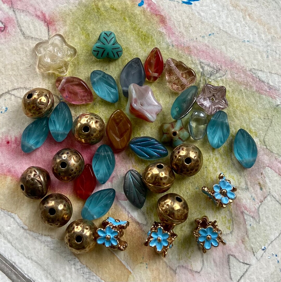 Flower Beads Glass Assortment Leaves Supply Glass Green - Etsy