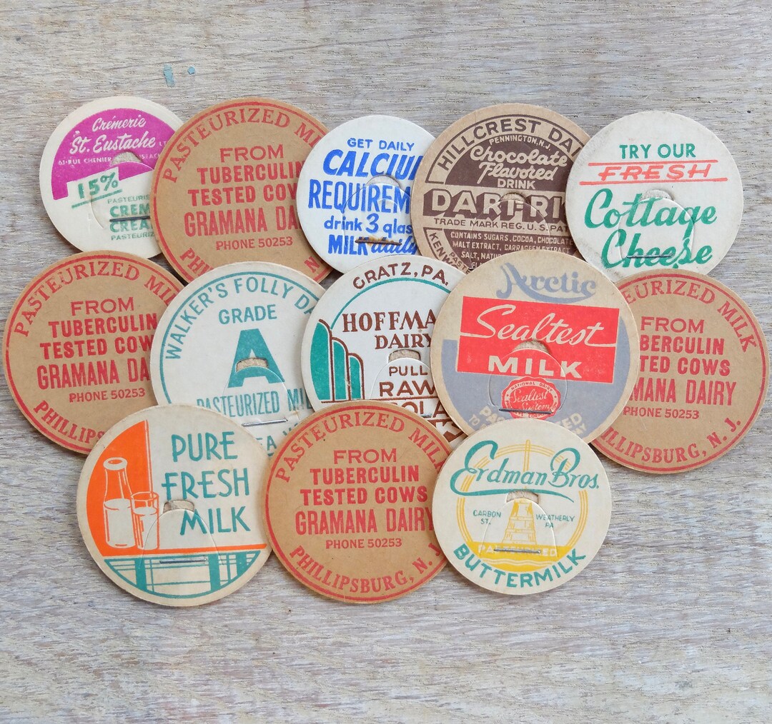 13 Vintage Milk Caps Bottle Cap New Jersey Paper Ephemera - Etsy
