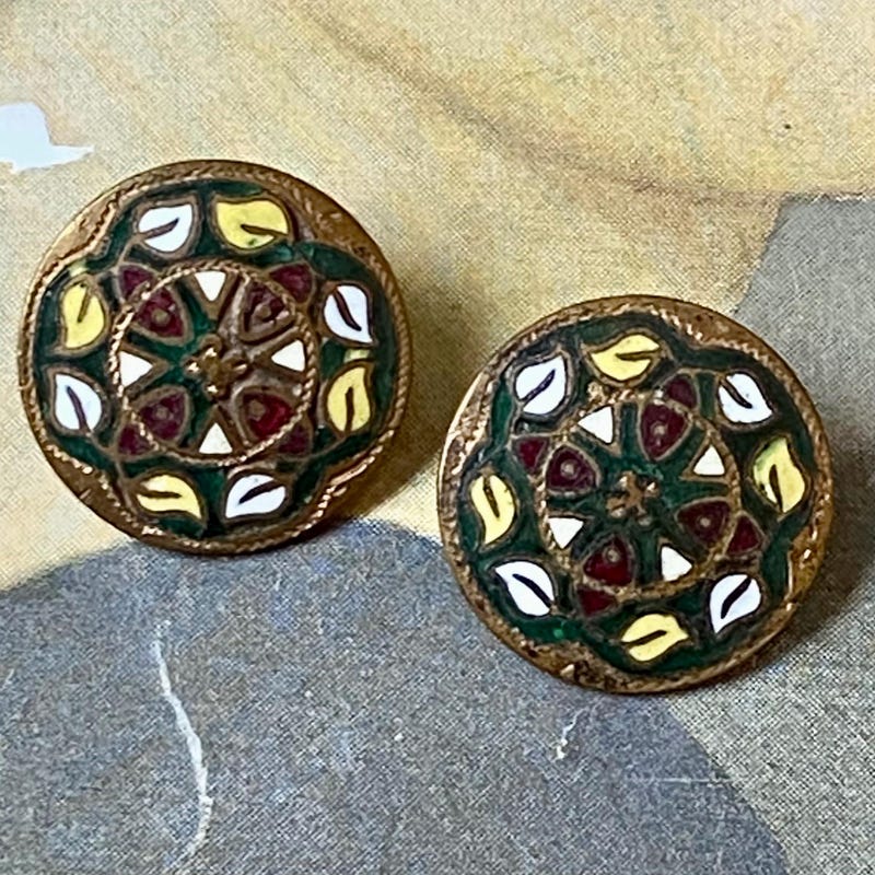 Antique Enamel Button - Etsy